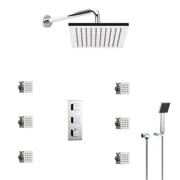 FontanaShowers Fontana Kiev Chrome Thermostatic Shower System Set – Luxury Digital Control | Wayfair